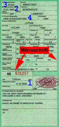 Estonia | vehicle registration document www.cariffy.com